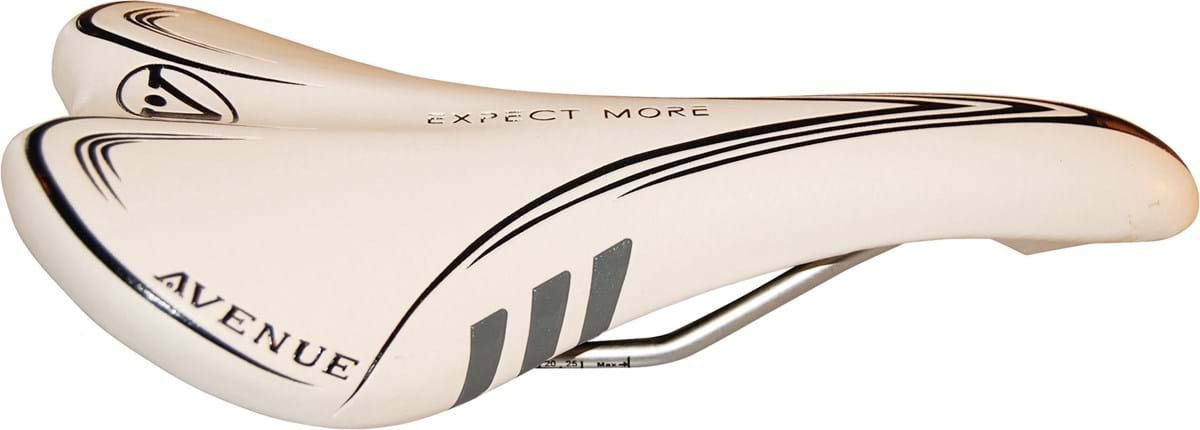 Sadel Avenue Hvid Med Grå staf. samt Logo - DAMESADEL - Cykelbutikken.eu